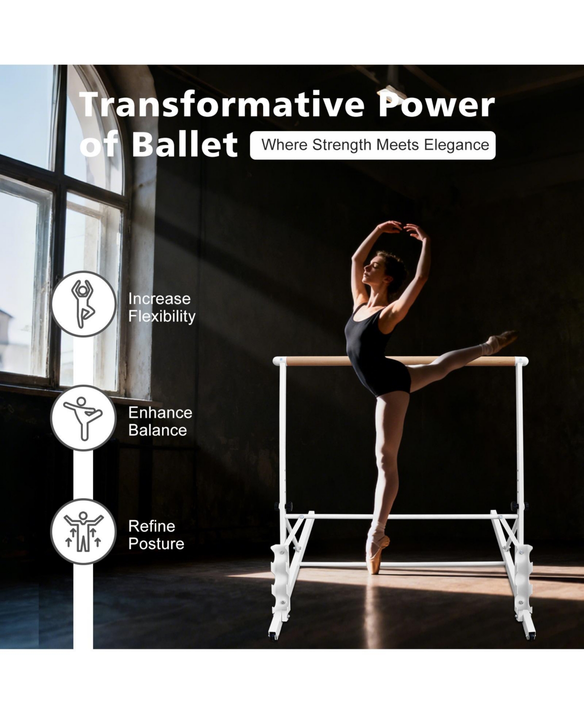 Click here for Zeny Solid Wood Ballet Barre With Adjustable Range... prices
