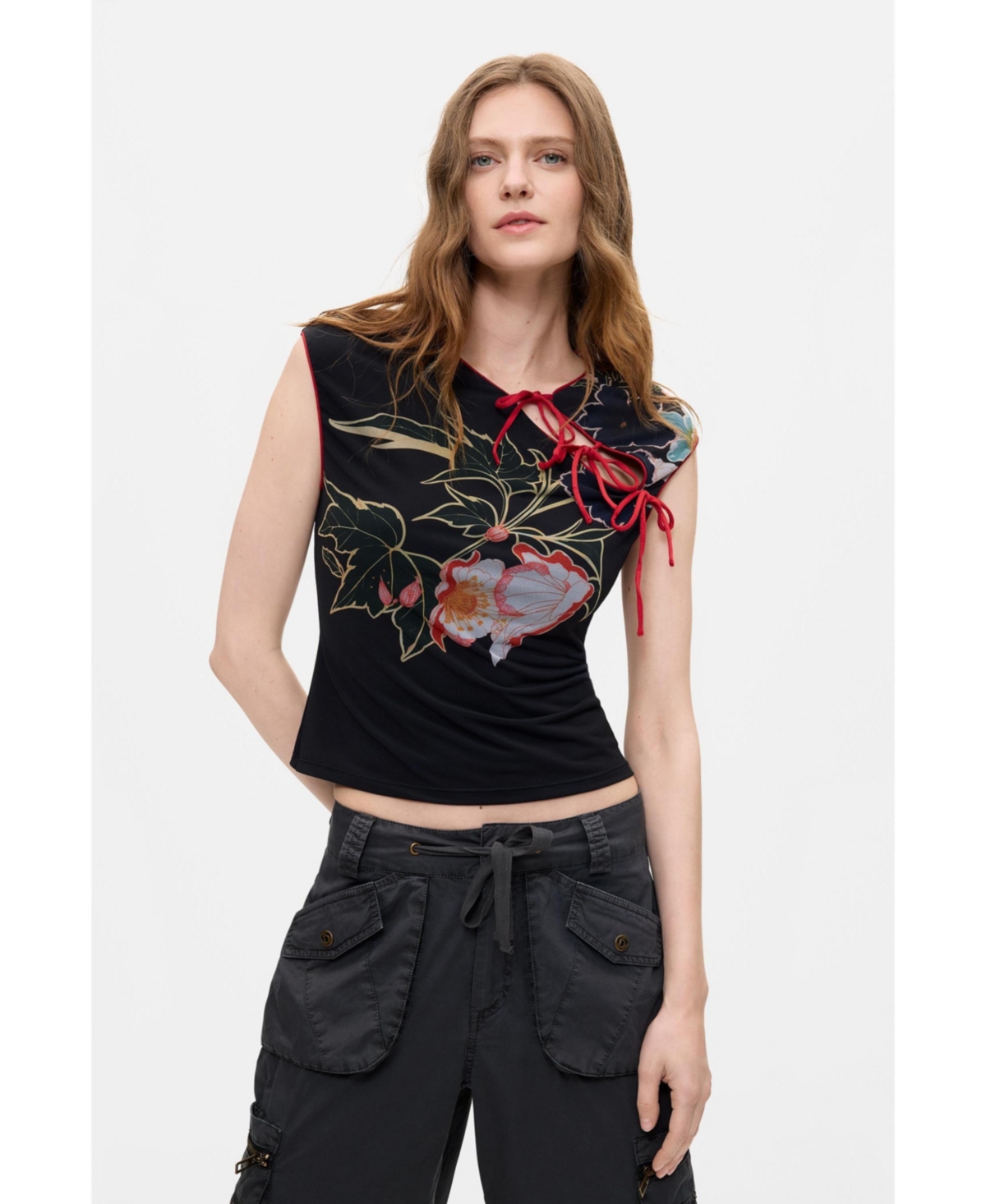 Click here for Desigual Womens Printed oriental T-shirt - Black prices