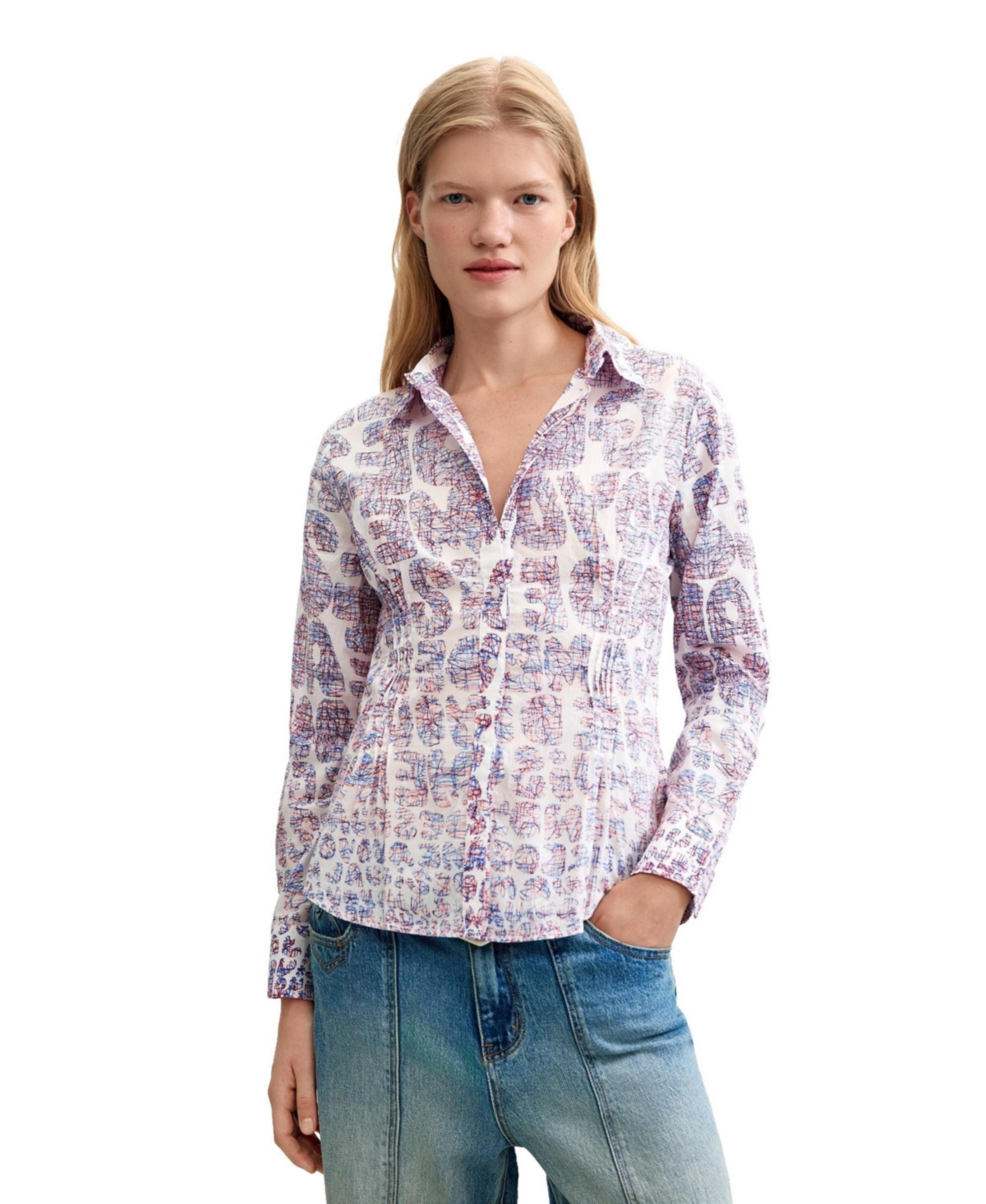Click here for Desigual Womens Floral Print Shirt 100 Cotton - Re... prices
