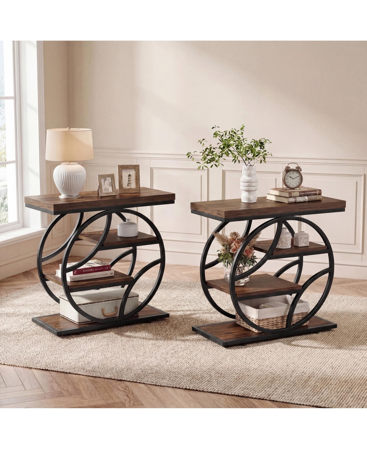 Click here for Tribesigns Side Table with 4-Tier Storage Shelf Se... prices