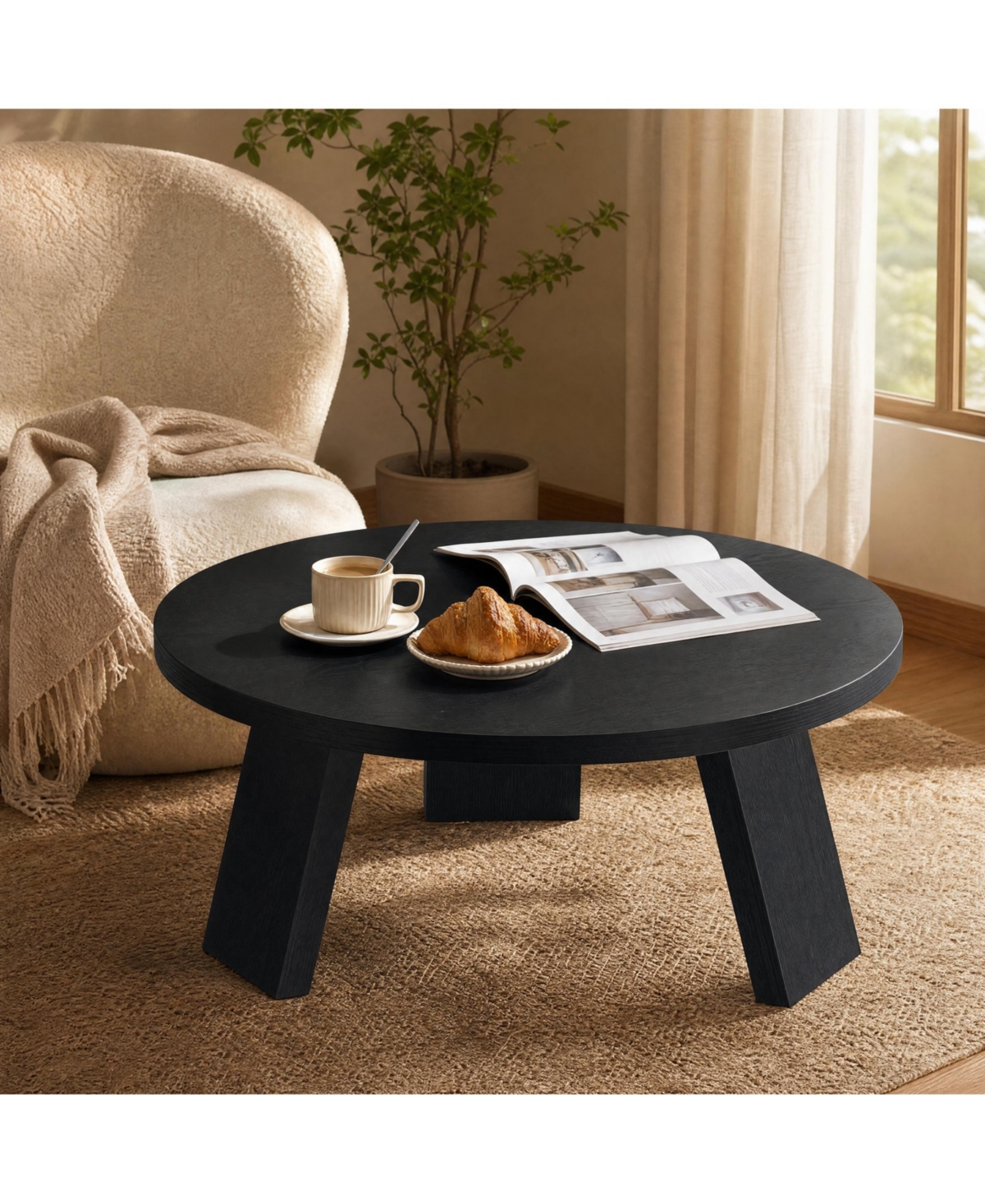 Click here for gaomon Round Wood Coffee Tables for Living Room Ci... prices