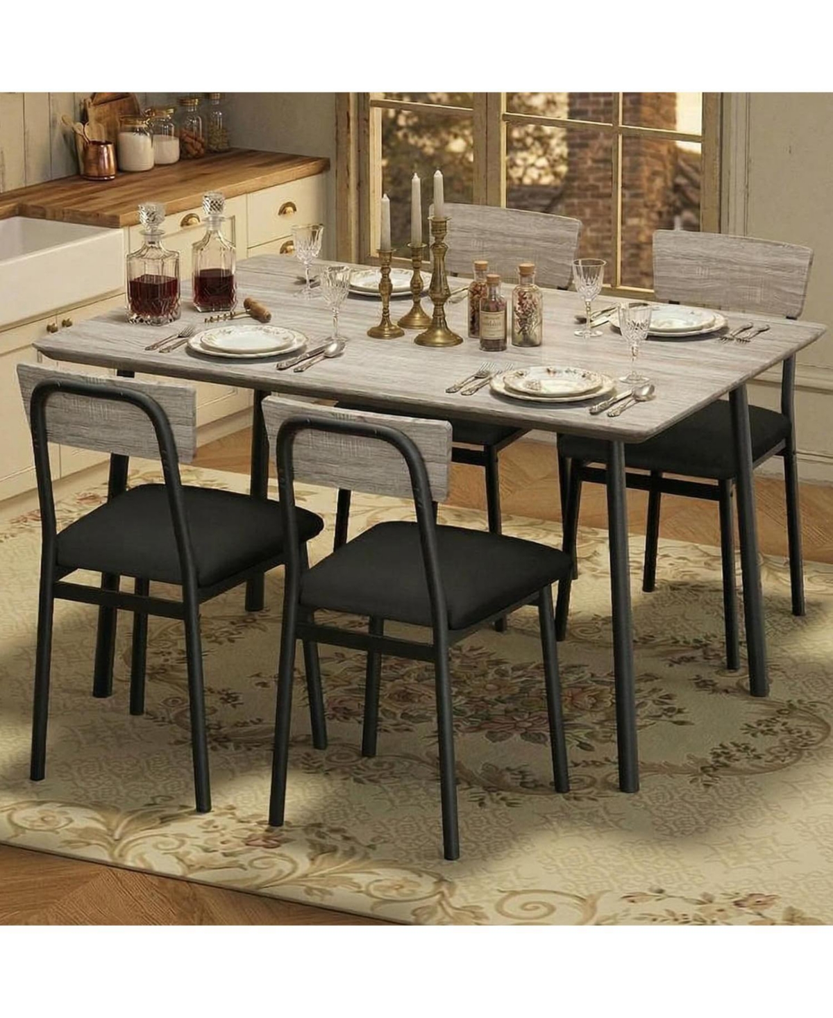Click here for homfan Dining Table Set for 4 with 4 Upholstered C... prices