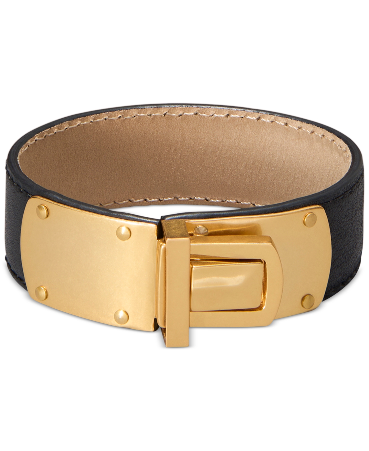 Click here for Donna Karan New York Gold-Plated Flex Leather Brac... prices