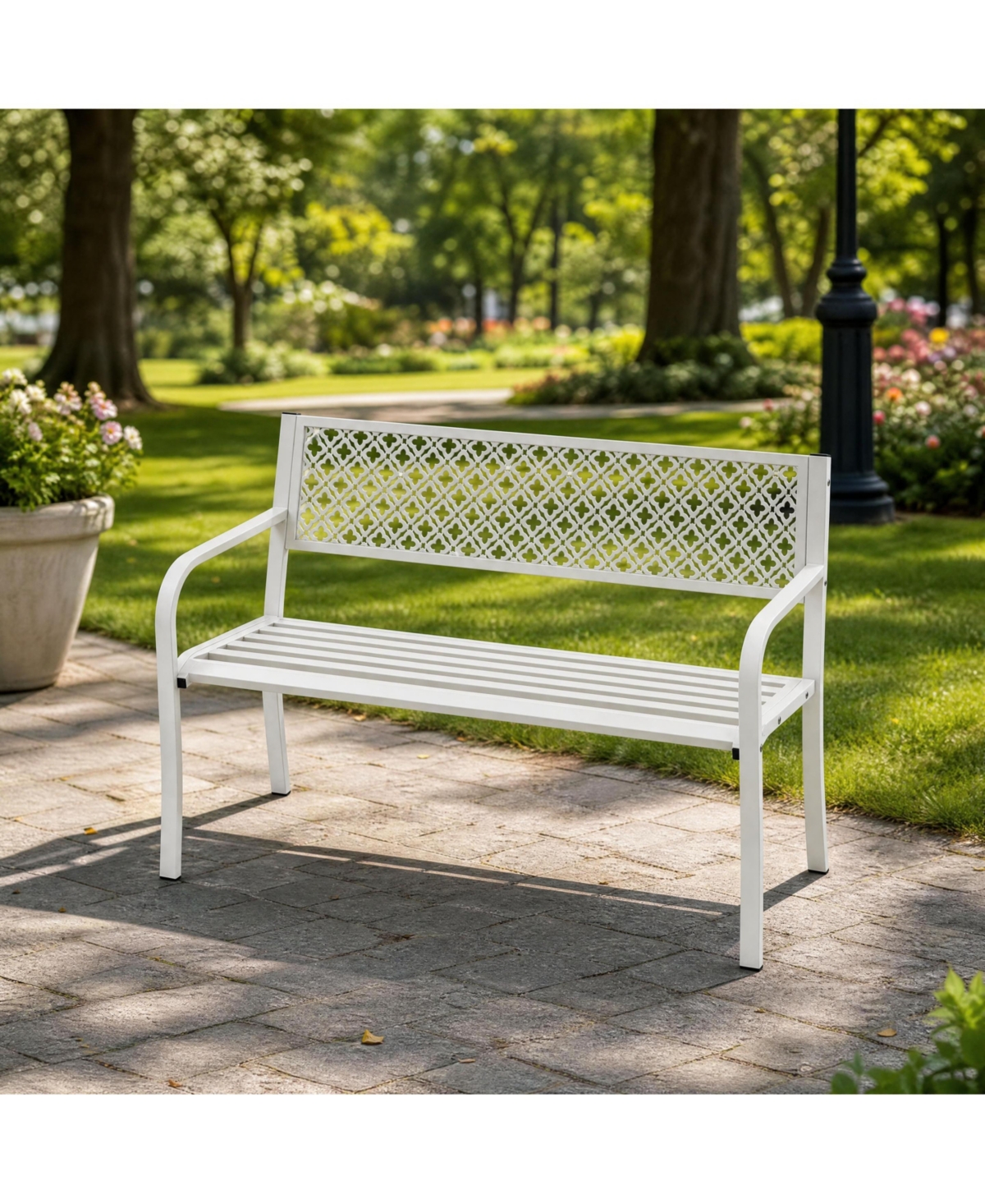 Click here for GarveeLife Heavy Duty Outdoor Metal Garden Bench f... prices