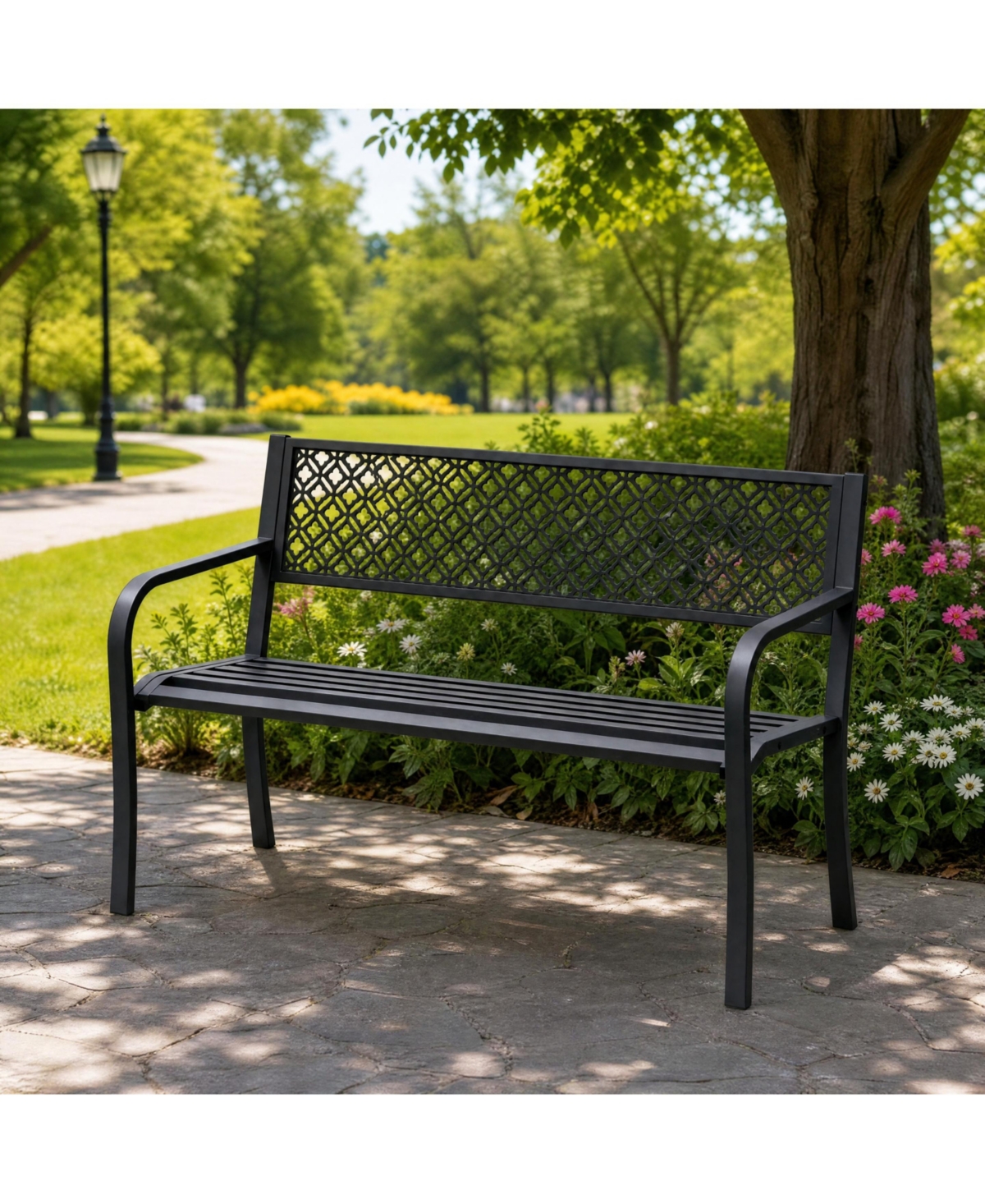 Click here for GarveeLife Heavy Duty Outdoor Metal Garden Bench f... prices