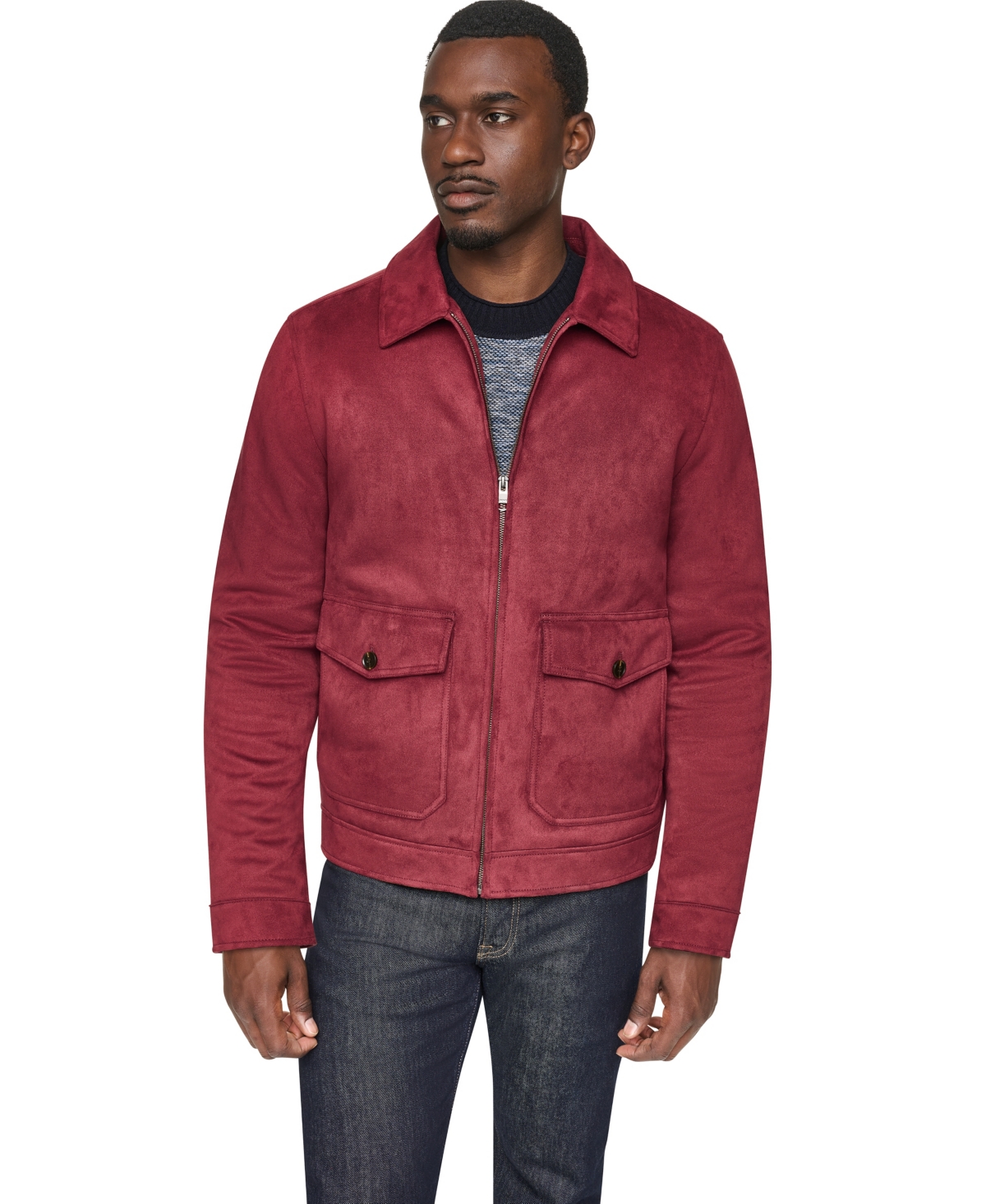 Click here for Dkny Mens Suede Zip-Front Hipster Jacket - Oxblood prices