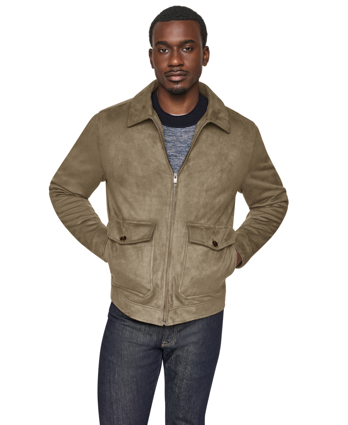 Click here for Dkny Mens Suede Zip-Front Hipster Jacket - Olive prices