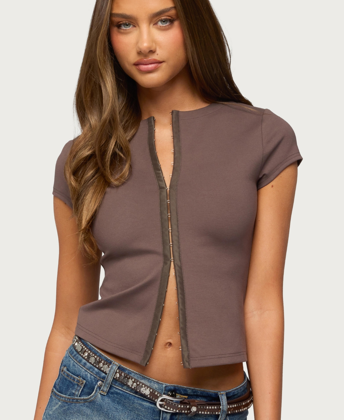 Click here for Edikted Womens Whitley Hook and Eye Top - Brown prices