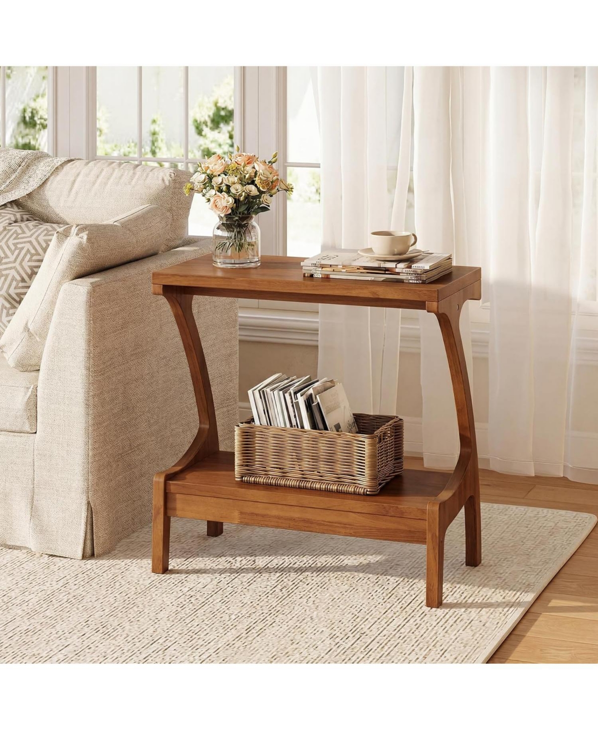 Click here for Tribesigns Solid Wood End Table with 2-Tier Storag... prices