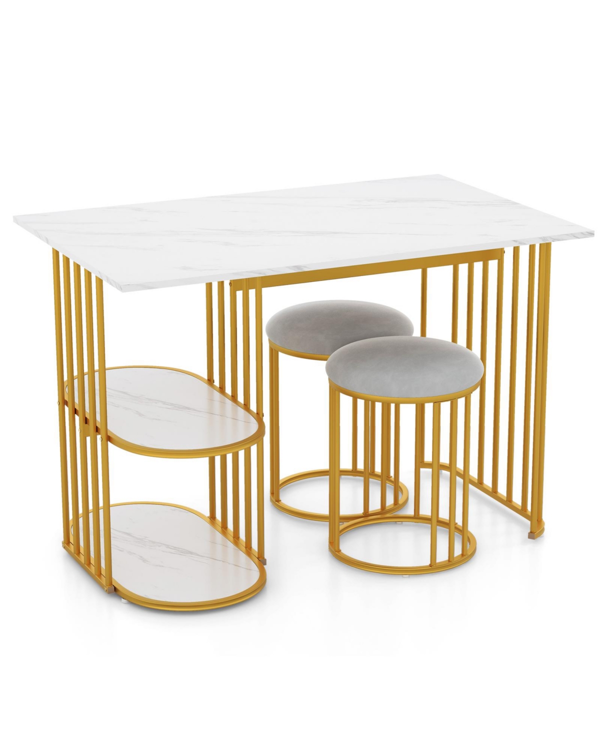 Click here for Gouun Rectangular Dining Table for 2 with 2-tier S... prices