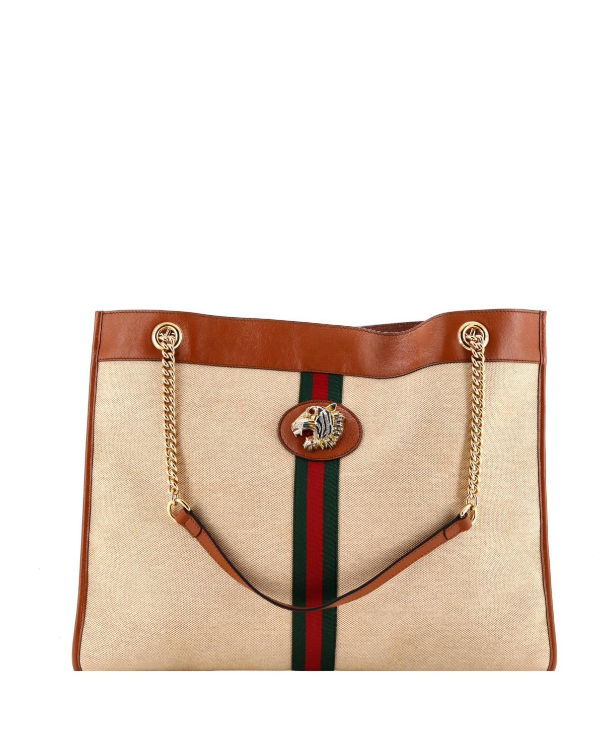 Click here for Pre-Owned Gucci Large Rajah Chain Tote Canvas - Na... prices
