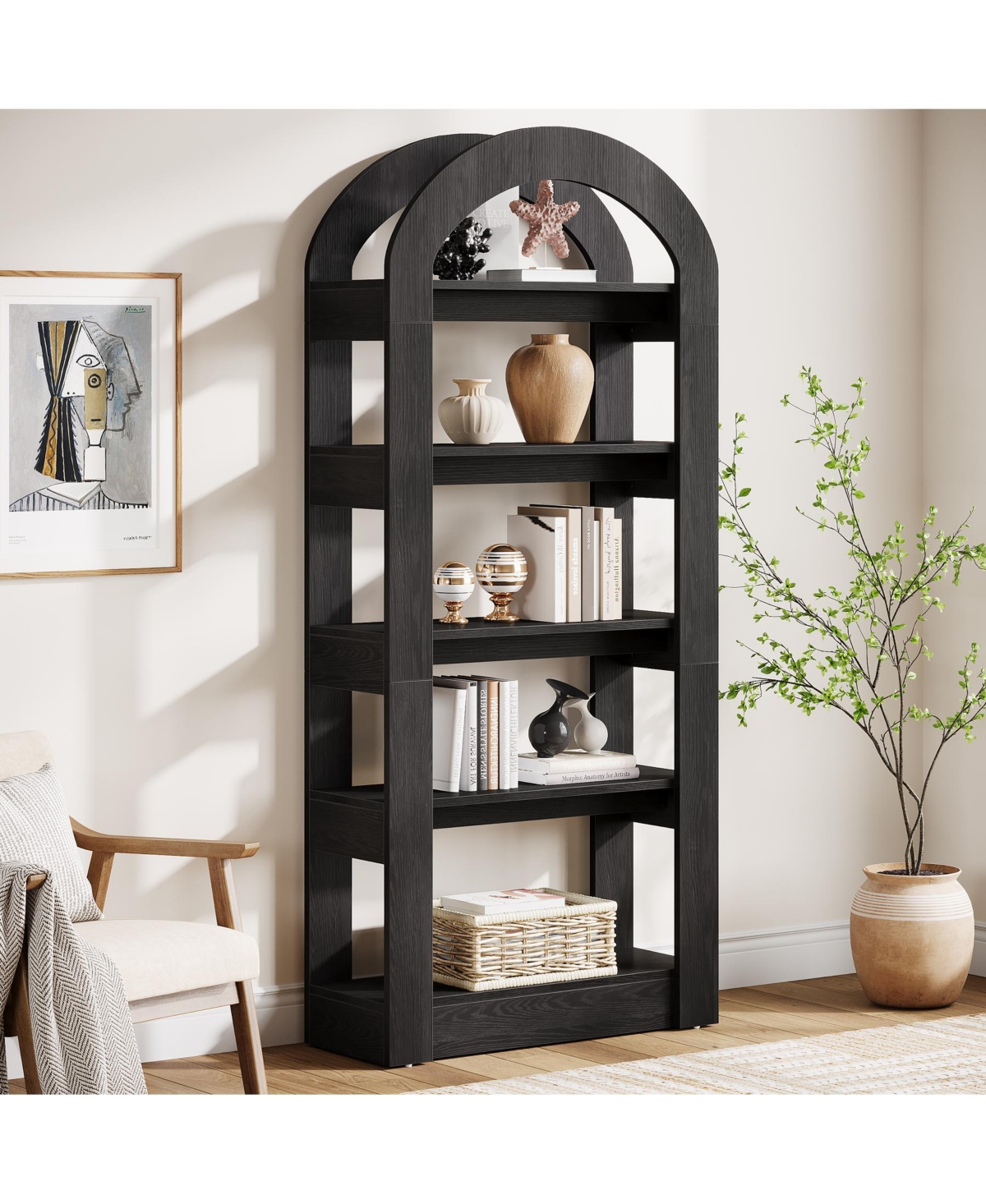 Click here for Tribesigns 70.87 Tall Arched Bookshelf  Rustic Oak... prices