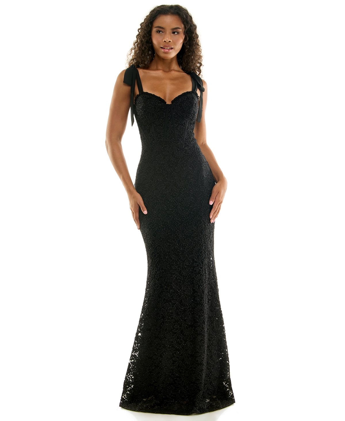 Click here for City Studios Juniors Glitter-Lace Tie-Shoulder Swe... prices