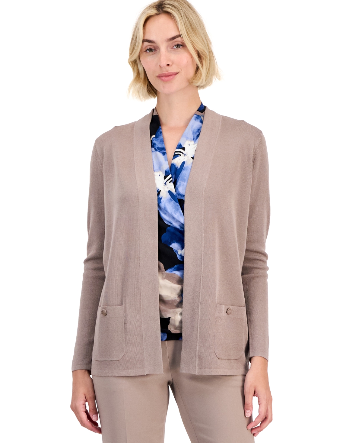 Click here for Anne Klein Petite Long-Sleeve Open Neck Cardigan S... prices