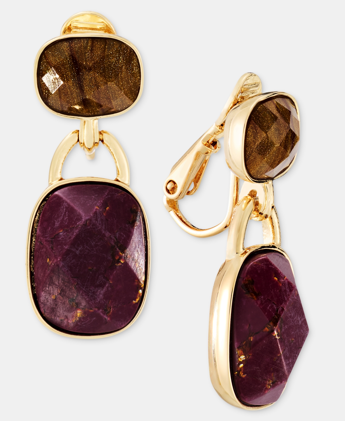 Click here for Anne Klein Stone Clip-On Double Drop Earrings - Mu... prices
