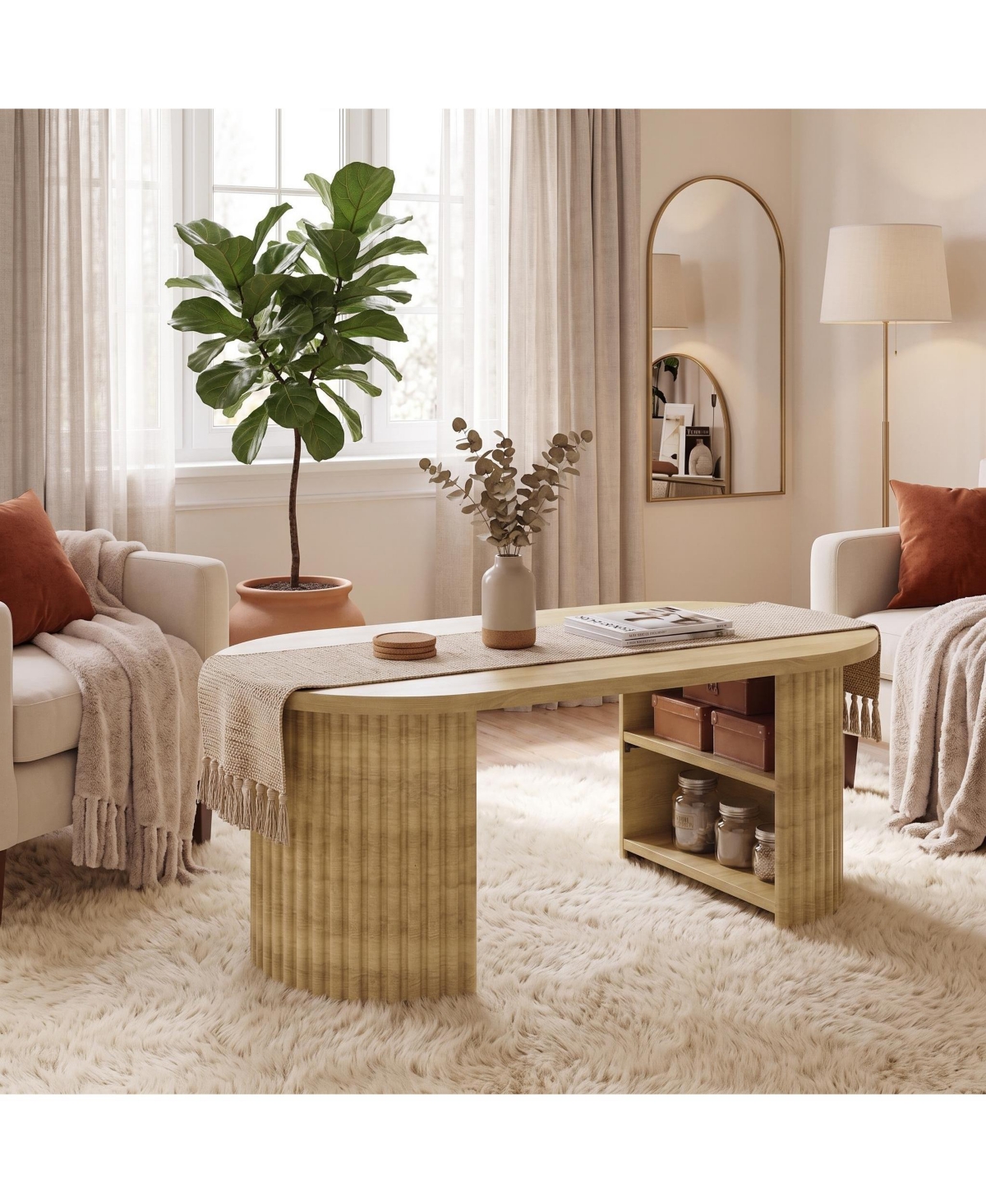 Click here for homfan Mid Century Modern Coffee Table - Yellow prices