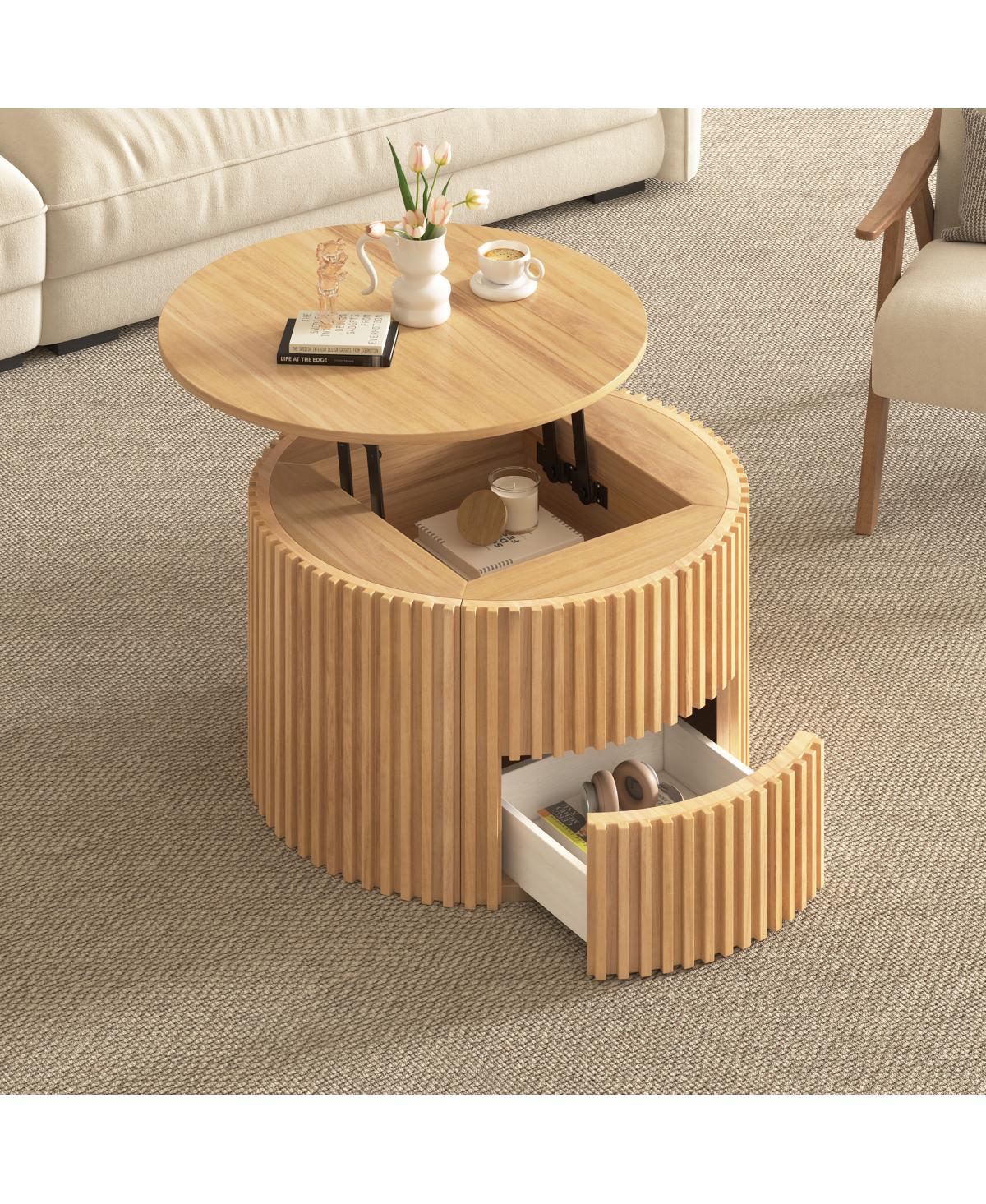 Click here for Streamdale Furniture Round Fluted Wood Lift Top Co... prices