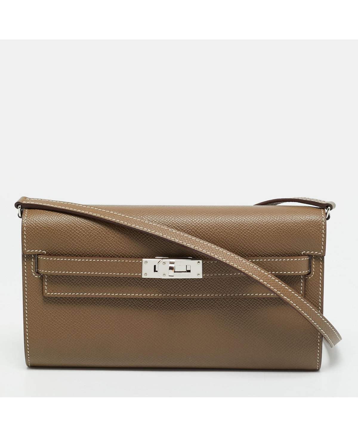 Click here for Pre-Owned HERMES womens Kelly To Go Taupe Epsom Le... prices