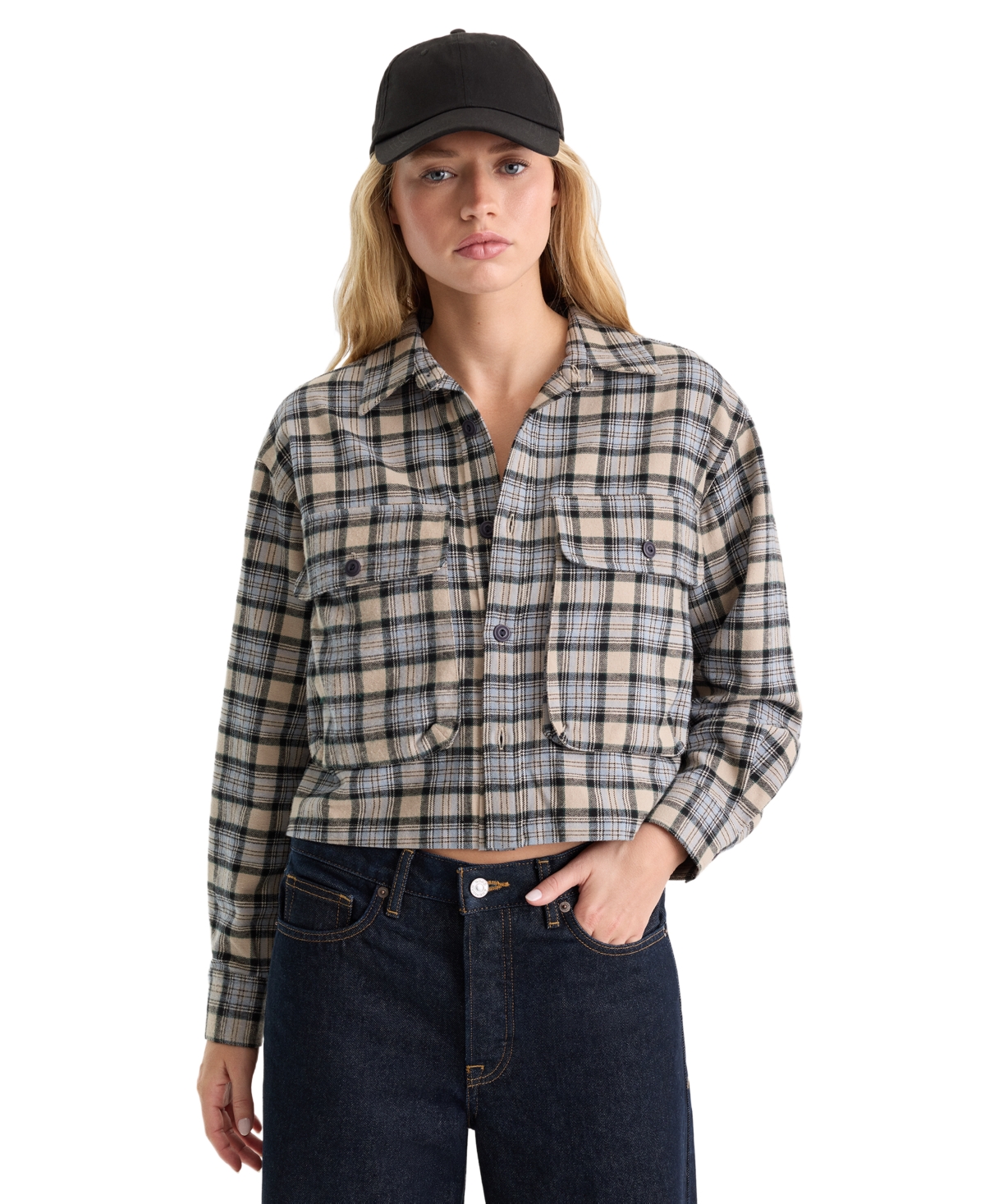 Click here for Good American Womens Button-Front Collared Shirt -... prices