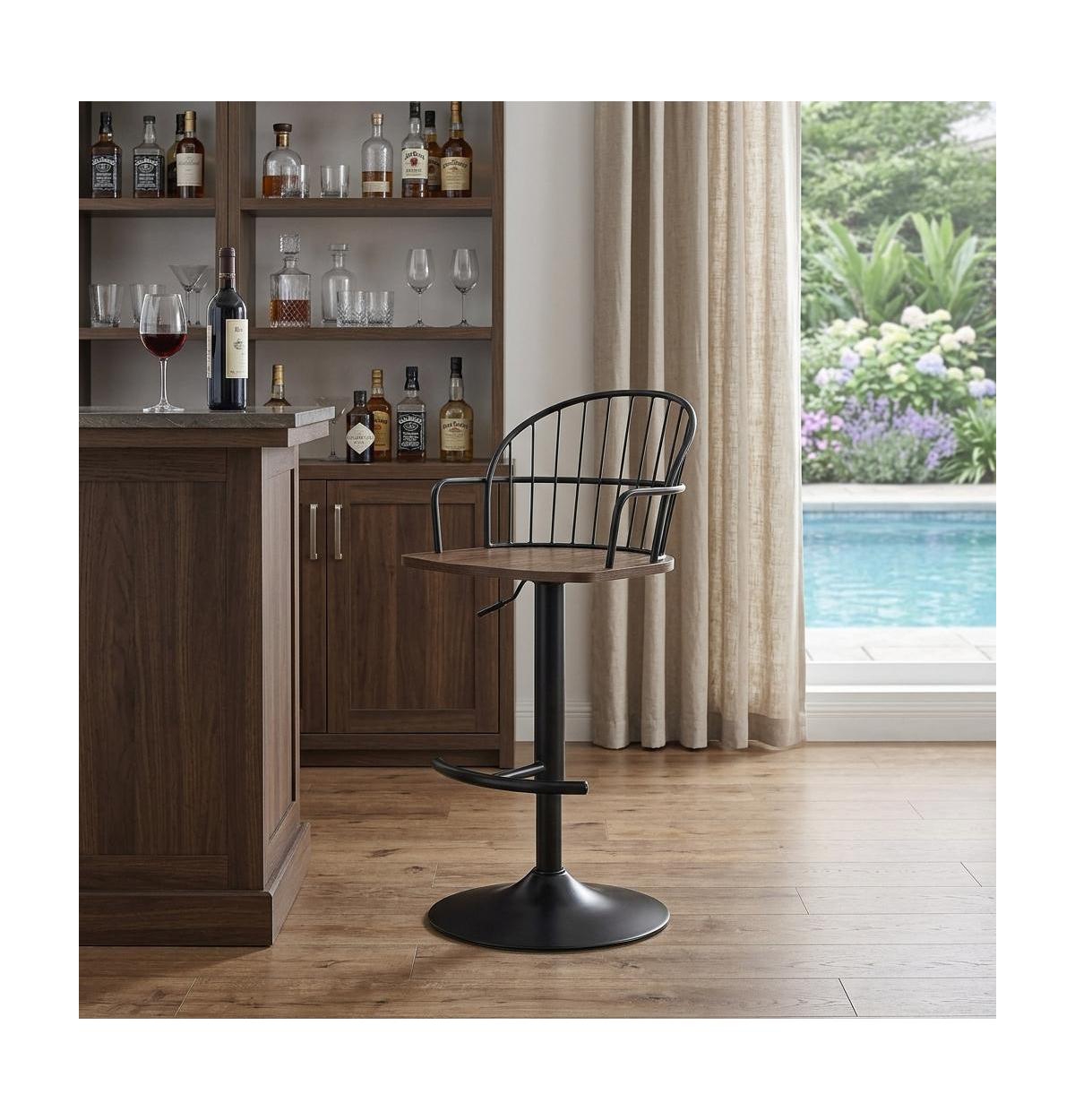 Click here for HomeRoots 23 Iron Low Back Adjustable Height Bar C... prices