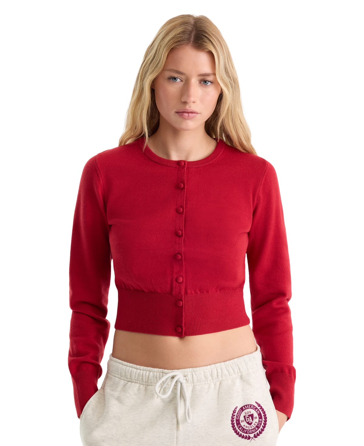 Click here for Good American Womens Fine Knit Crewneck Cardigan -... prices