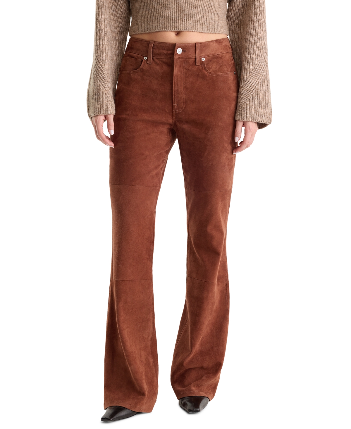 Click here for Good American Womens Suede Flare-Leg Pants - Cafe... prices