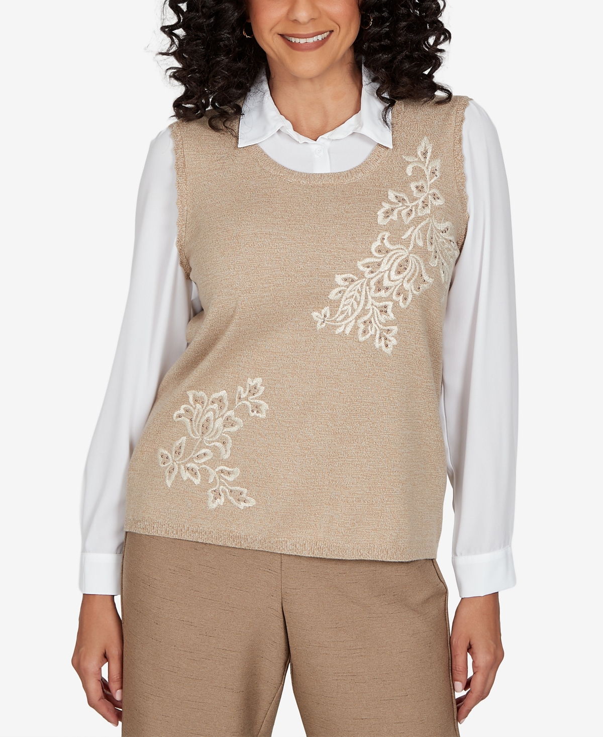 Click here for Alfred Dunner Womens Union Square Embroidered Vest... prices