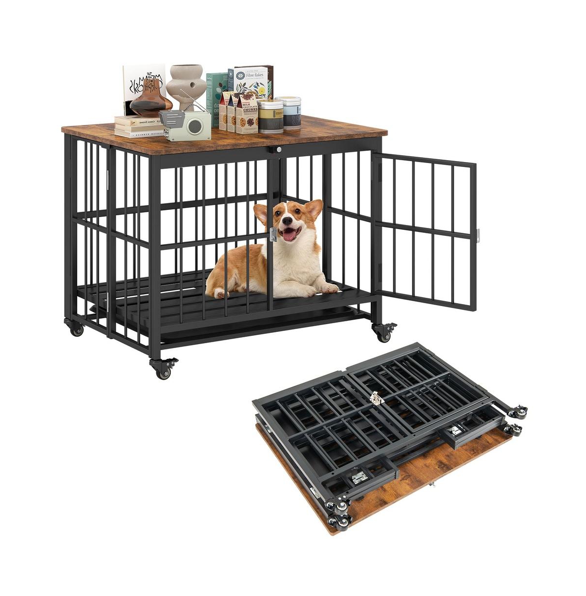 Click here for Ruie Foldable Dog Crate Furniture End Table Remova... prices