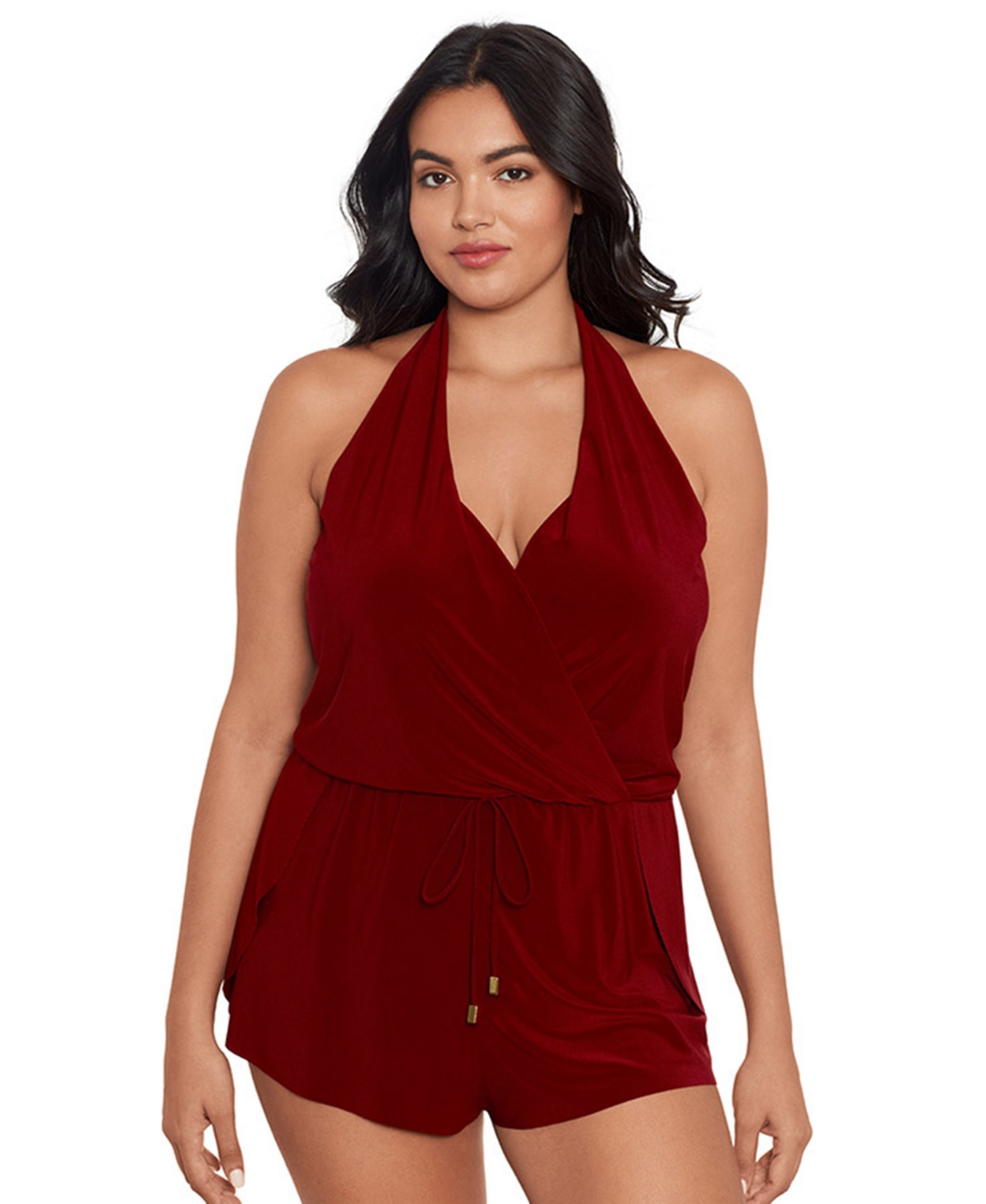Click here for Magicsuit Plus Size Bianca Swim Romper - Merlot prices