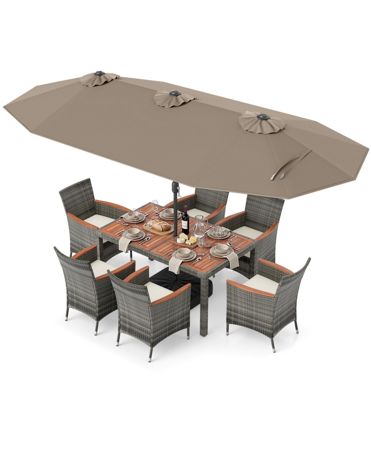 Click here for Sugift 8 Piece Outdoor Wicker Dining Set with 13.5... prices
