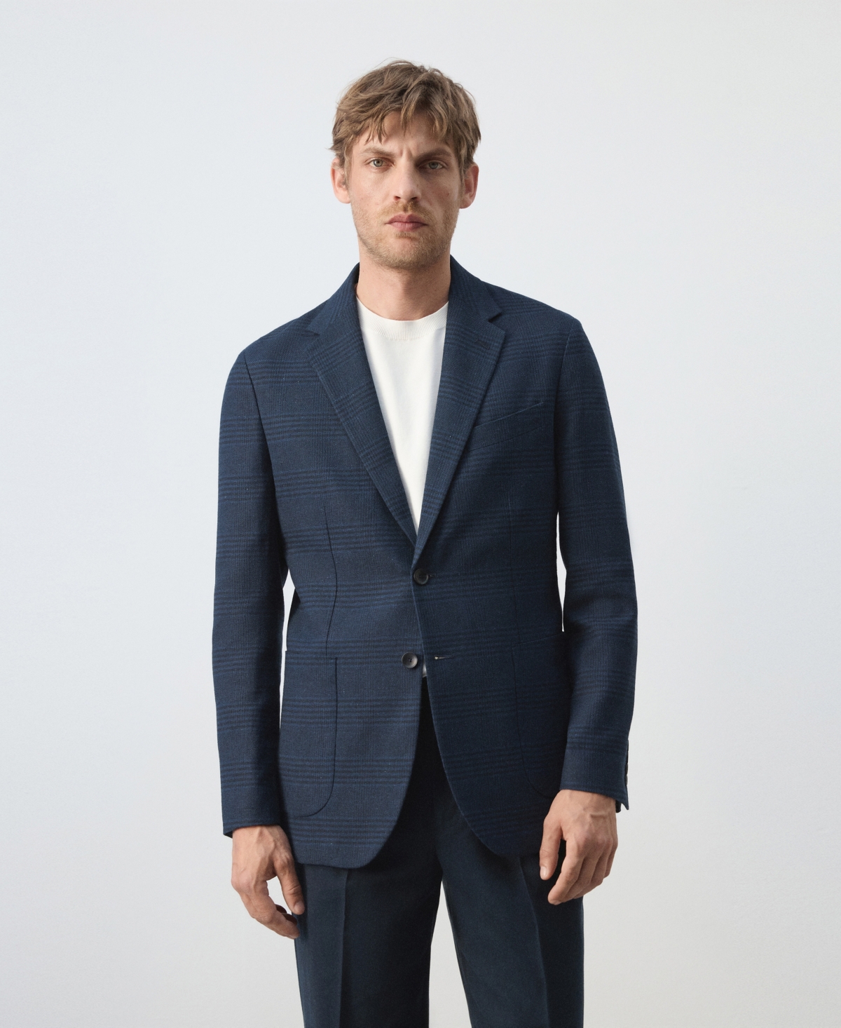 Click here for Mango Mens Slim-Fit Striped Linen-Cotton Suit Blaz... prices