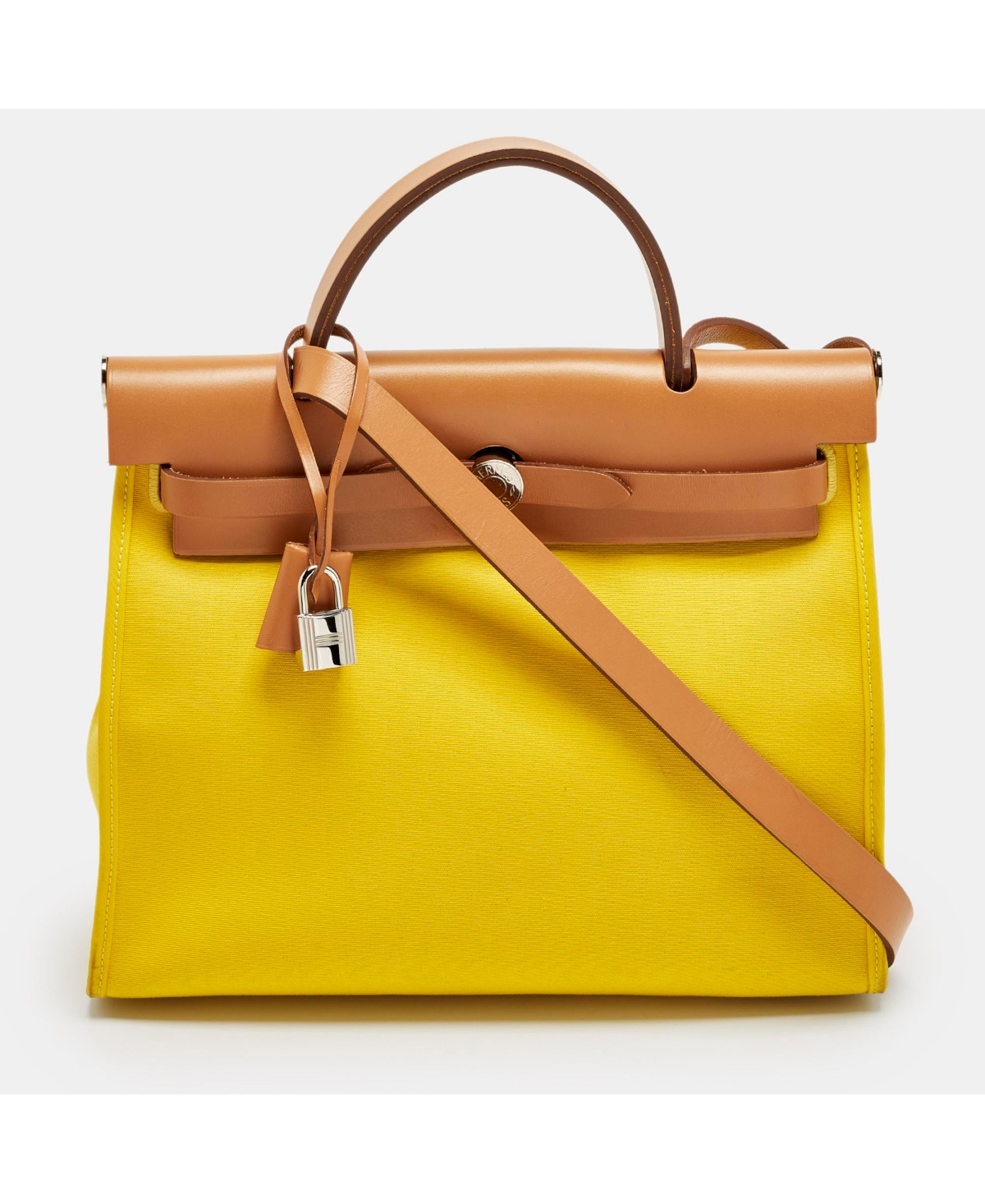 Click here for Pre-Owned Hermes Canvas and Leather Top Handle Bag prices