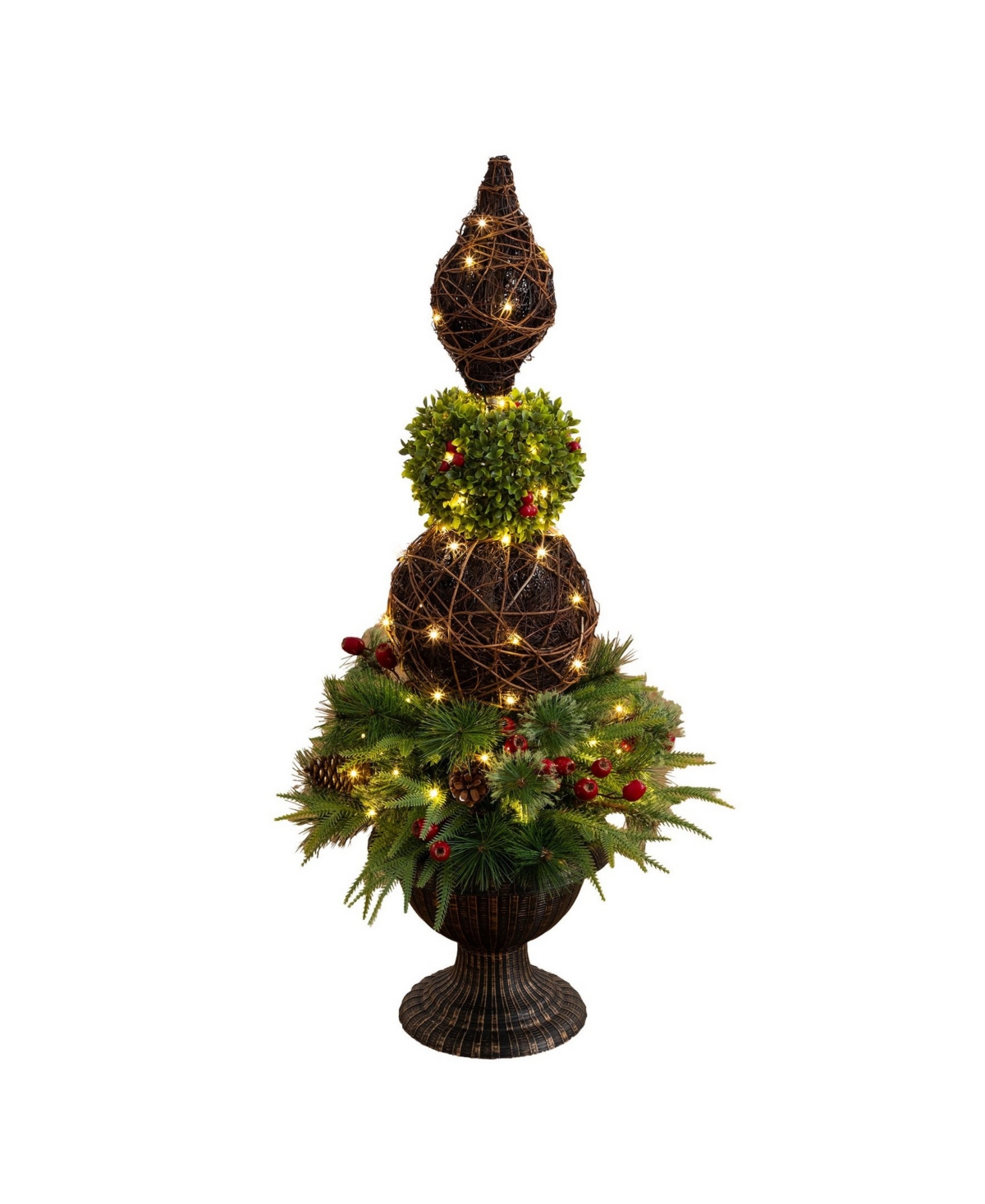 Click here for Nearly Natural 3 Pre-Lit Artificial Finial Boxwood... prices