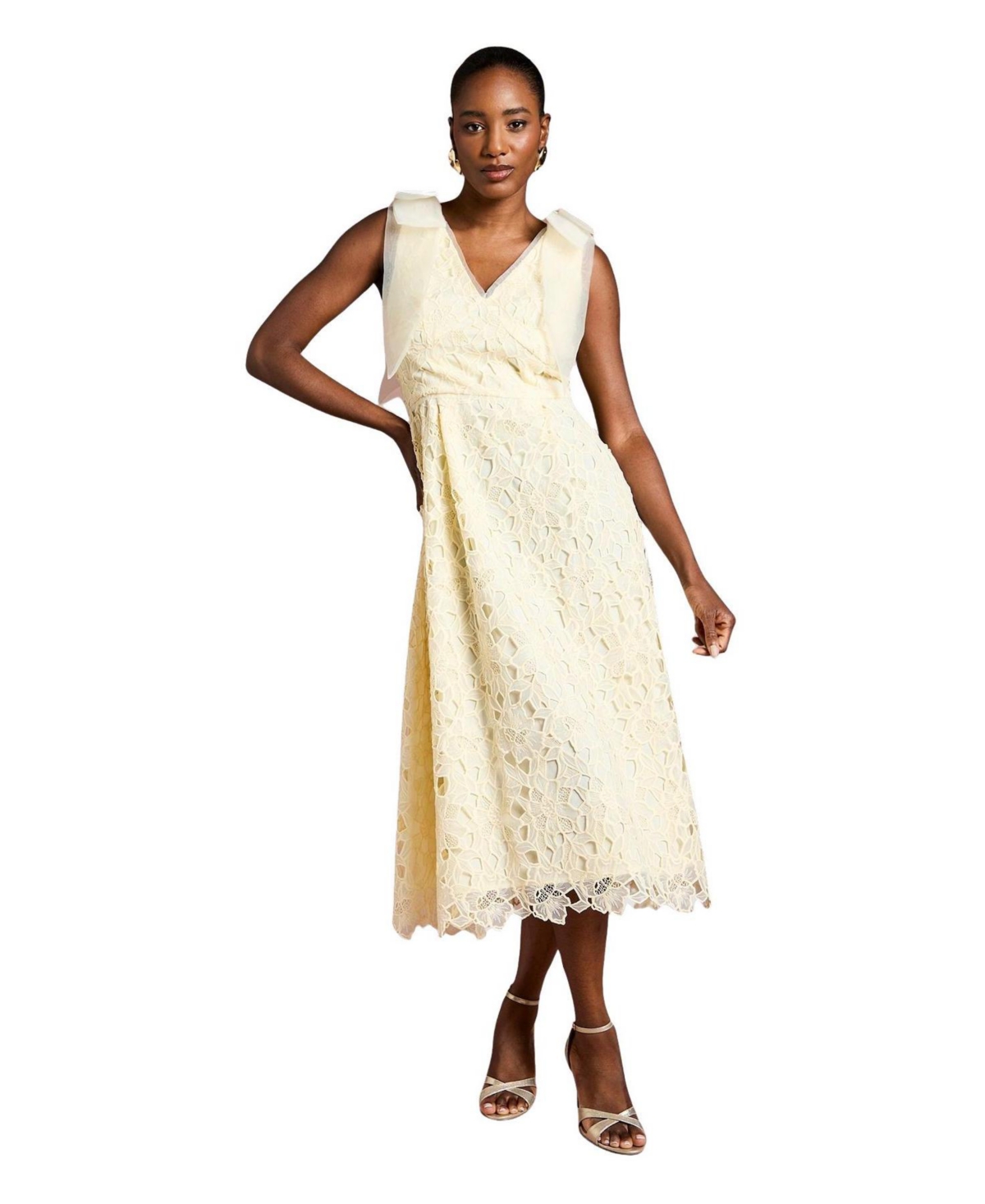 Click here for Coast Womens Shoulder Organza Lace Midi Dress - Le... prices