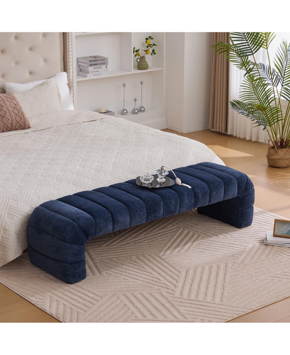 Click here for sumyeg 69.7-Inch Upholstered Armless Bench with Ch... prices