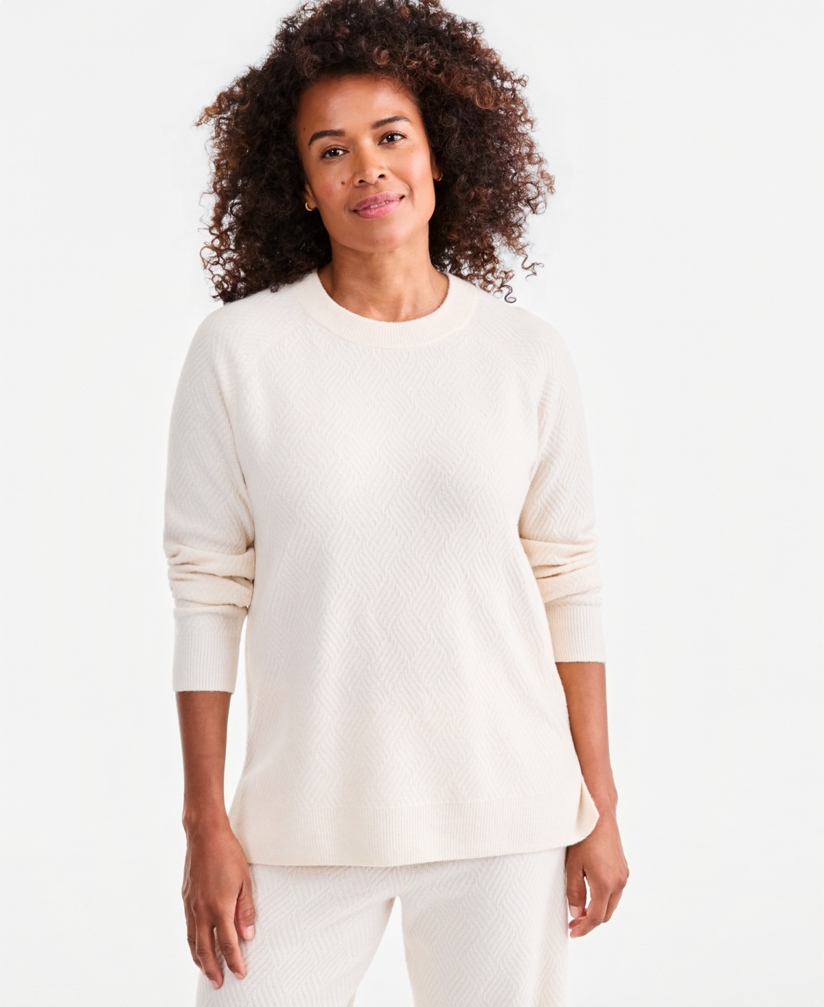 Click here for Style & Co Womens LuxSoft Novelty-Stitch Crewneck... prices