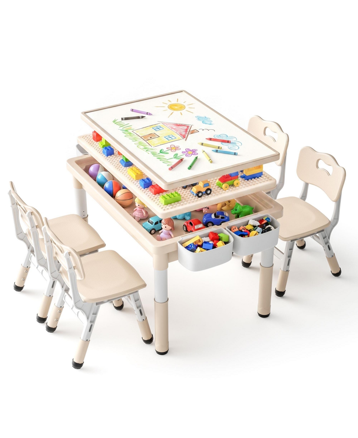 Click here for Kinder King Kids Table and 4 Chair Set  Activity D... prices