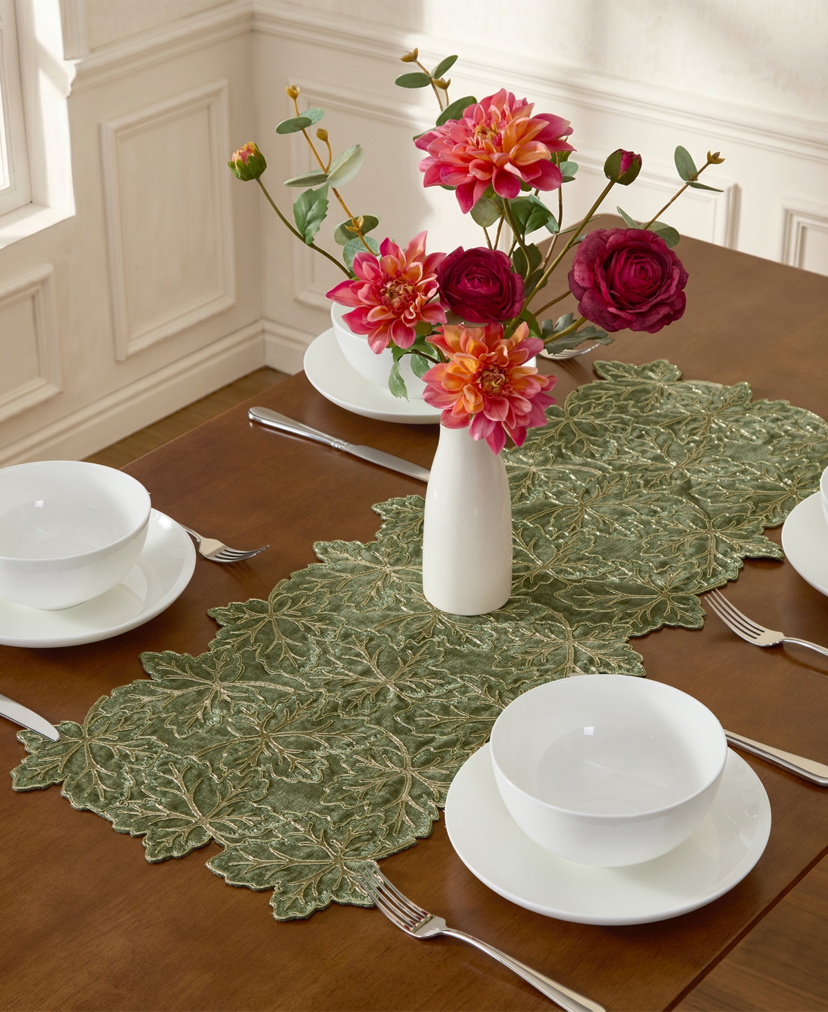 Click here for Lenox Lurex Leaves Velvet Centerpiece  14 x 36 - G... prices