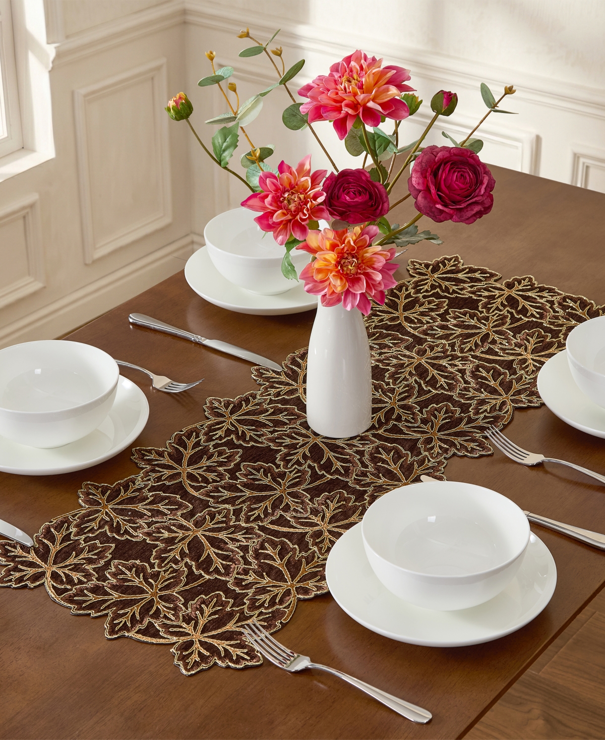 Click here for Lenox Lurex Leaves Velvet Centerpiece  14 x 36 - B... prices
