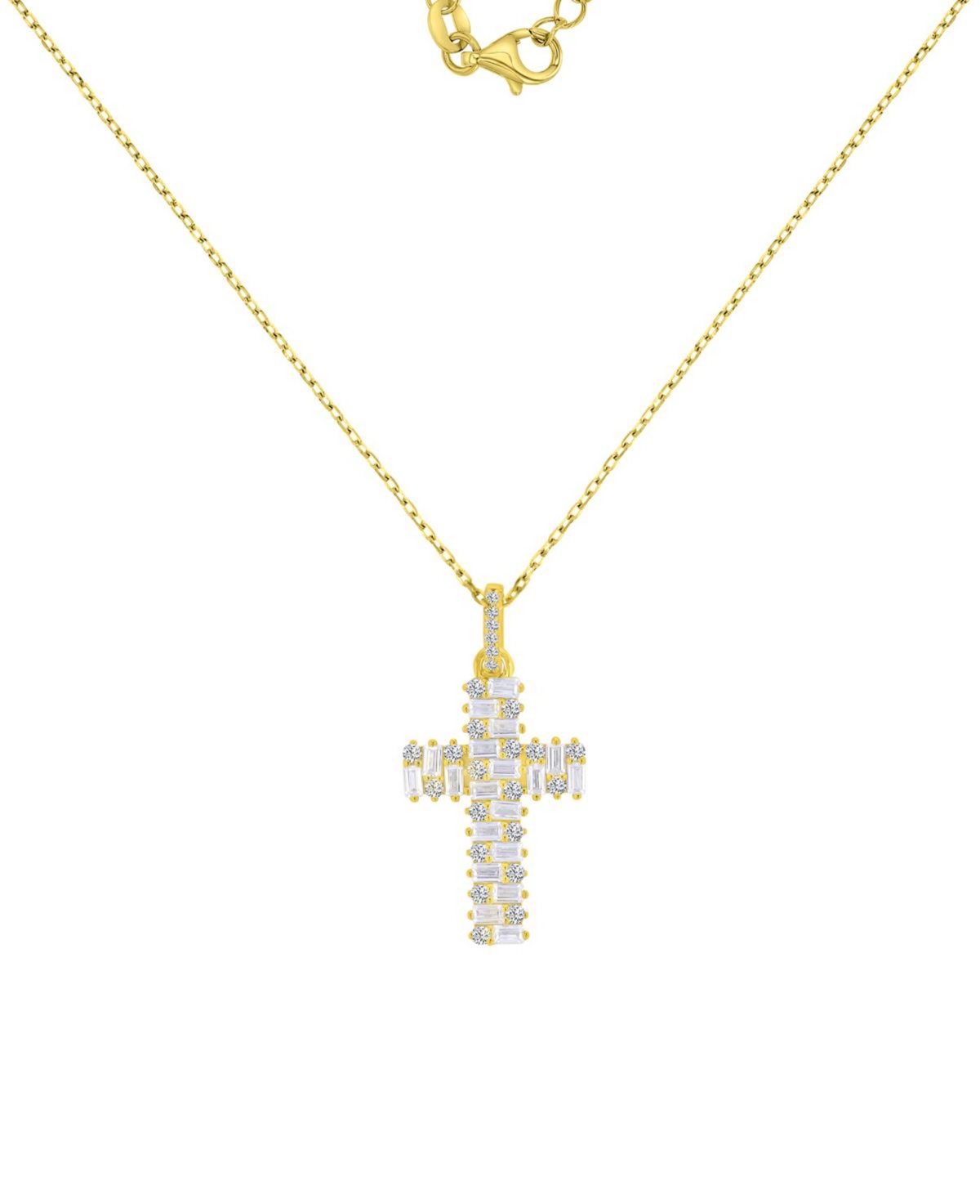 Click here for Macys 14k Gold-Plated Mixed Cut Cross Necklace - G... prices