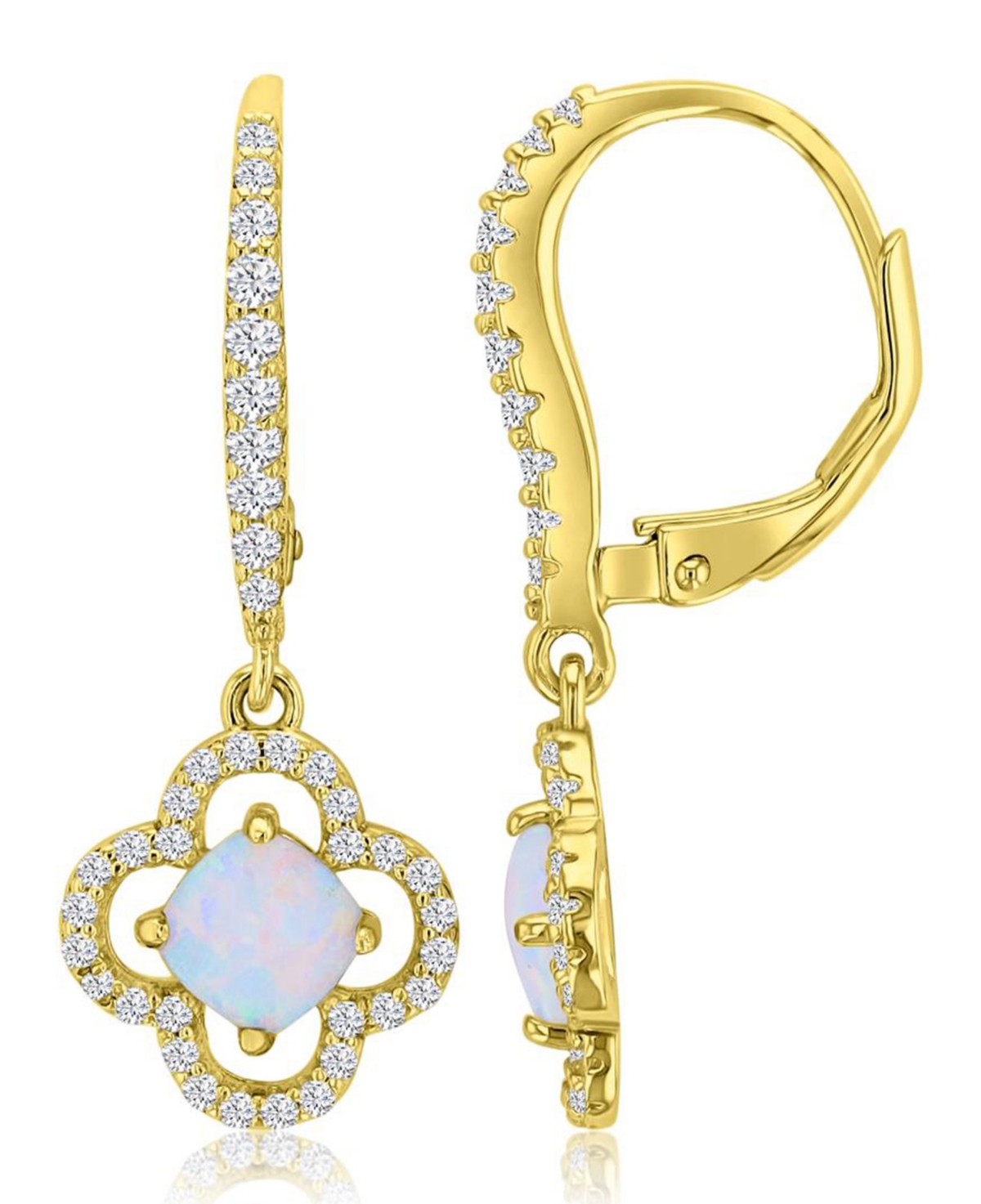 Click here for Macys 14k Gold-Plated Opal Clover Stud Earrings -... prices