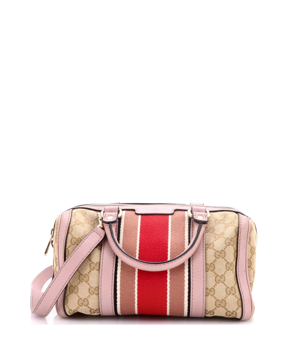 Click here for Pre-Owned Gucci Small Vintage Web Boston Bag Gg Ca... prices