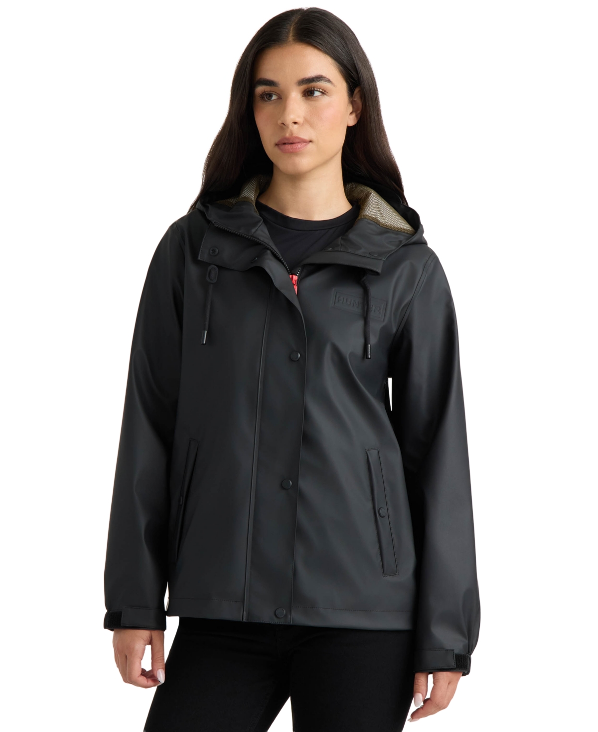 Click here for Hunter Womens Rubberized Rain Jacket - Black prices