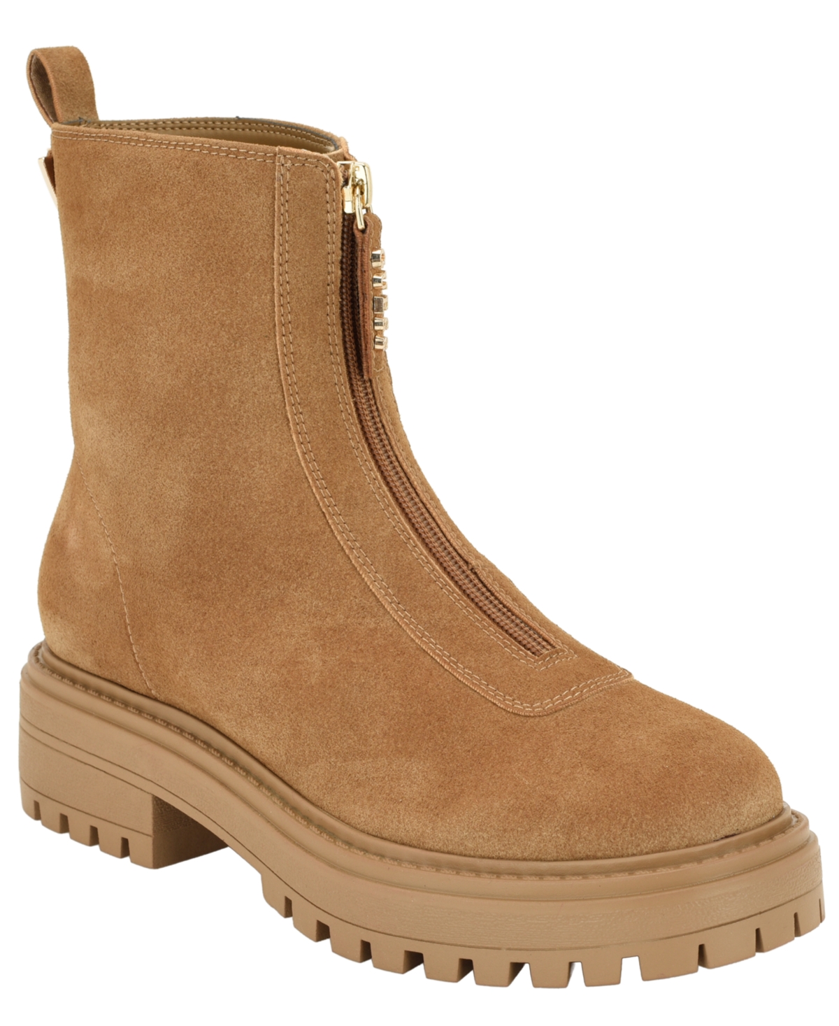 Click here for Guess Womens Syyan Front Zip Lug Sole Booties - Ta... prices