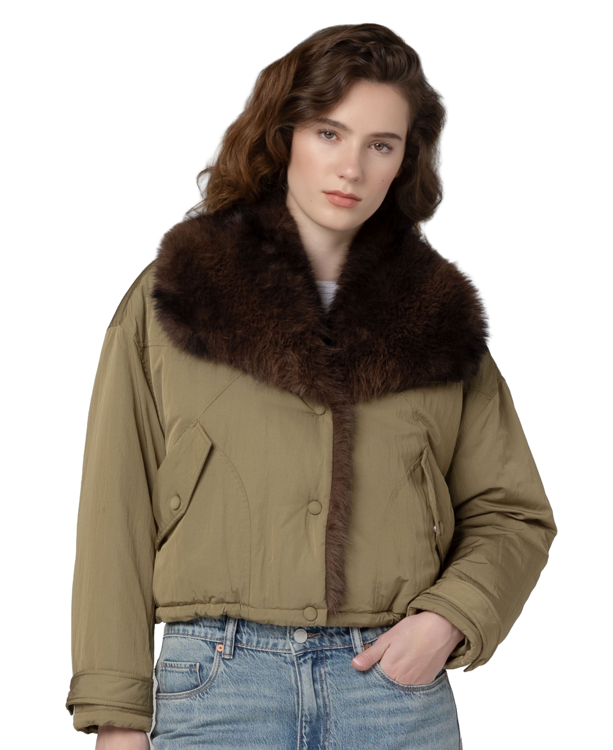 Click here for Blank Nyc Womens Shawl Collar Jacket - Olive Combo prices