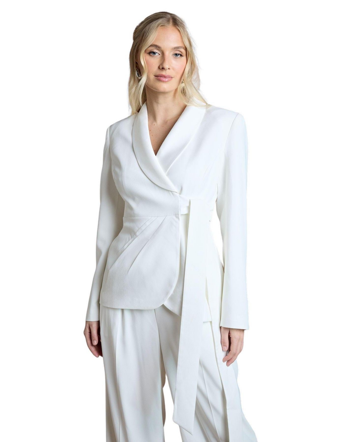Click here for Coast Womens Bridal Satin Wrap-Front Blazer - Ivor... prices