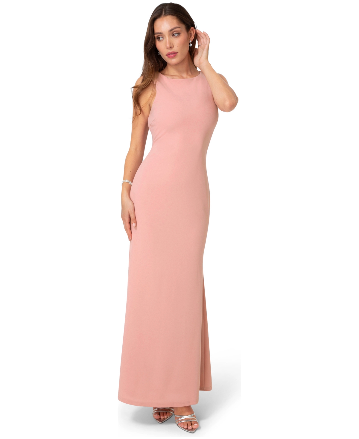 Click here for Bebe Womens Twist Back Boatneck Gown - Rose prices