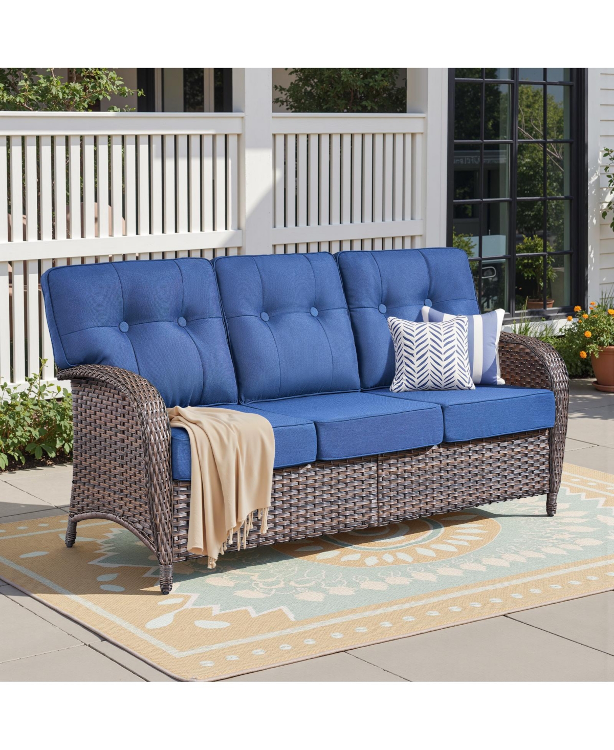 Click here for Pocassy Outdoor Wicker Rattan Patio Sofa With 5 Th... prices