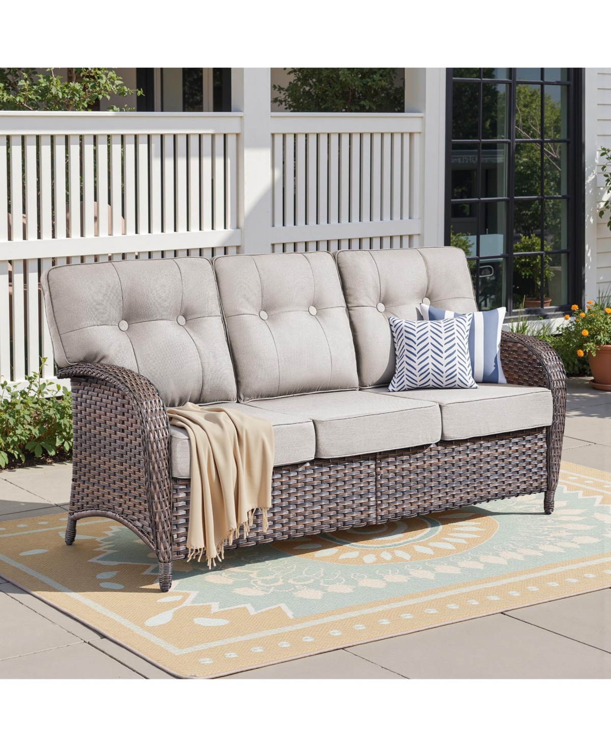 Click here for Pocassy Outdoor Wicker Rattan Patio Sofa With 5 Th... prices
