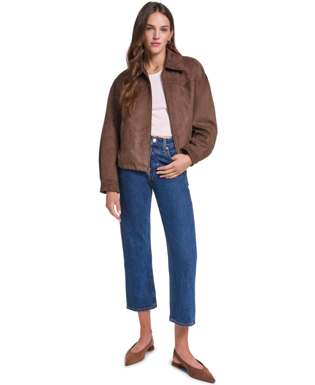 Click here for Levis Womens Western Yoke Bubble Hem Collared Jack... prices